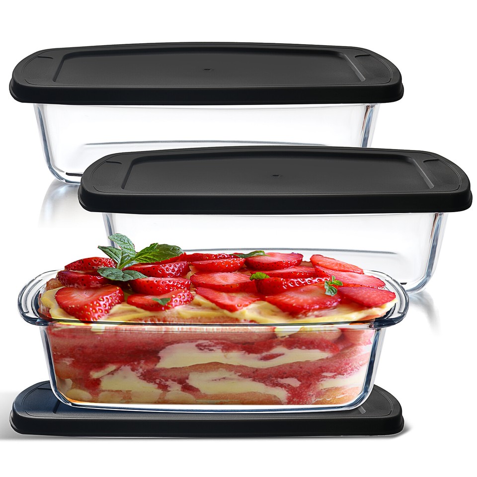 Glass loaf Baking Pan with lid, Set of 3-6 of Baking Pan, Airtight BPA ...