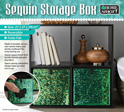 HomeSmart Sequin Collapsible Storage Bin Reversible Fold Storage Box 27 ...