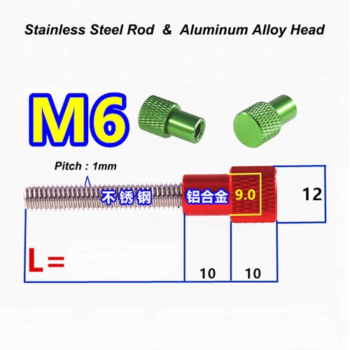 M6 Knurled Thumb Screw With Steps Hand Tighten Bolt Colourful Long 6mm ...