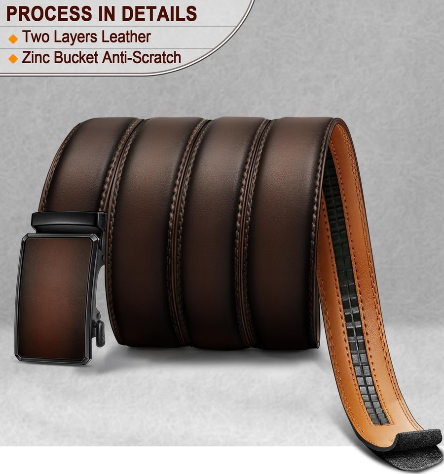 Men Belt Ratchet Click Belt Genuine Leather Adjustable For Men Golf ...