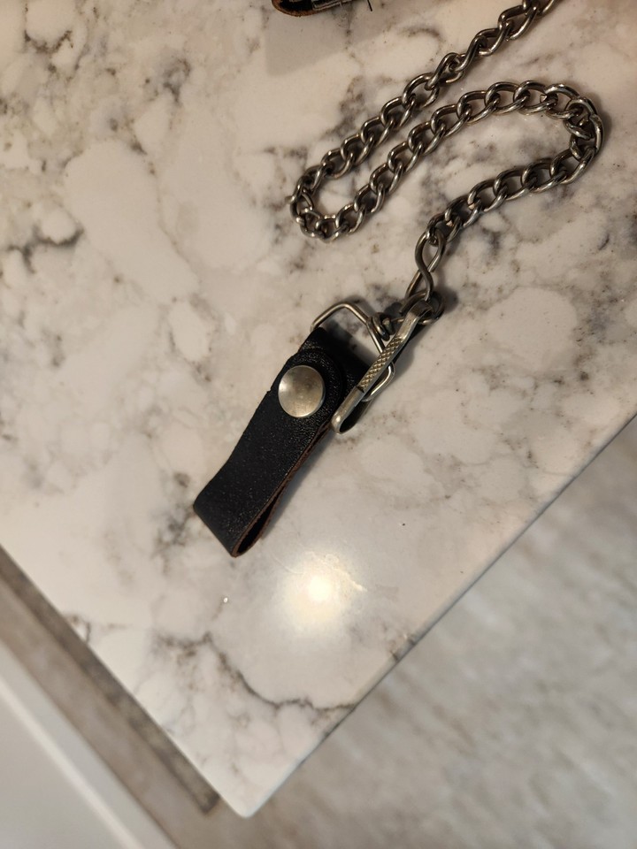 Rare 1980s Vintage Heavy Duty Leather Yamaha Black Brown Biker Chain ...