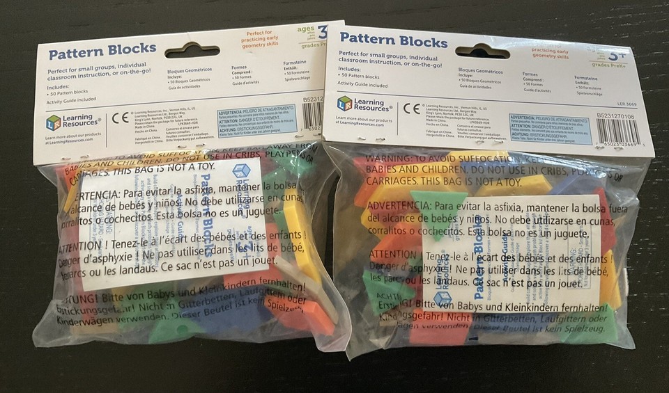 100 Piece TOTAL Pattern Blocks - Geometric Manipulatives - with ...