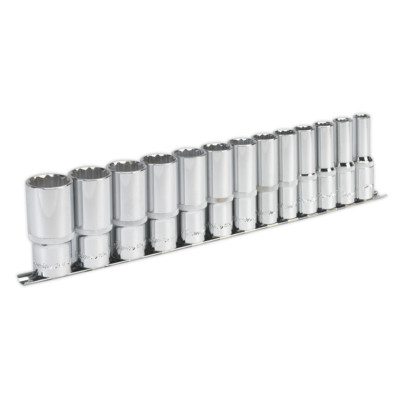 Socket Set 13pc 1/2"Sq Drive 12pt Deep WallDrive Imperial AK2675 Sealey ...