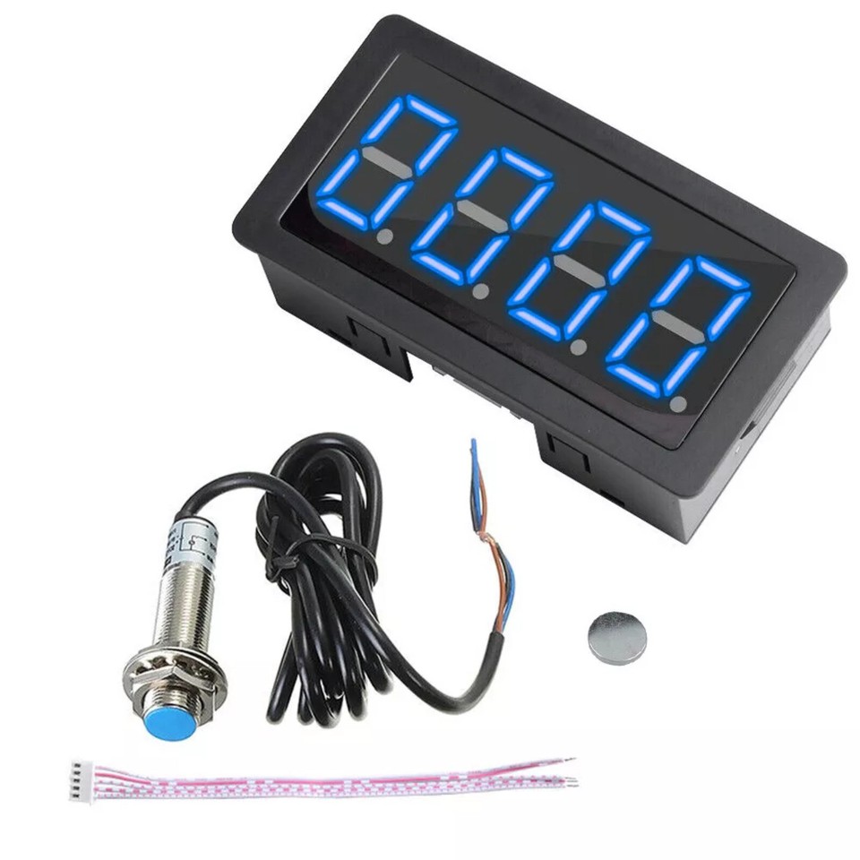 Digital RPM Speed Meter & Hall Proximity Switch Sensor NPN 8 - 24V 110V ...