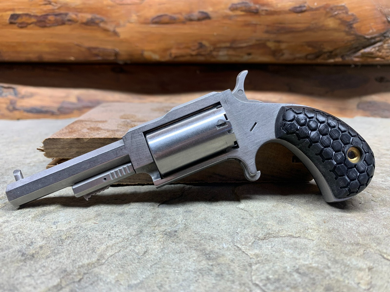 North American Arms 22 Mag Mini Revolver Grips Standard Black Honeycomb ...