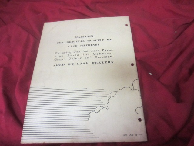 CASE Model "N" Series Tractor Disk Harrows Parts Catalog No. A492 10-52 ...