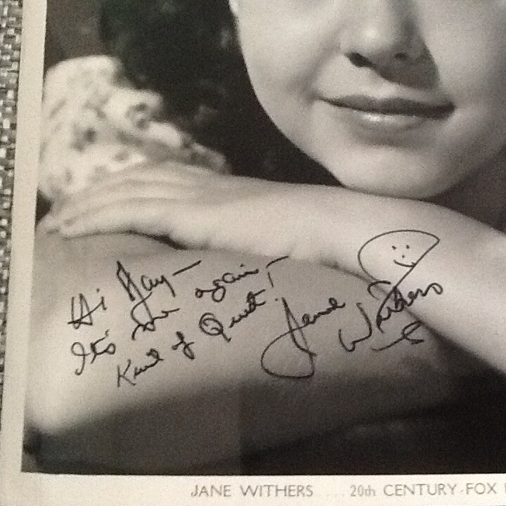 Jane Withers SIGNED Photo 30s Movie TV Child Actress Comedy Bright Eyes ...