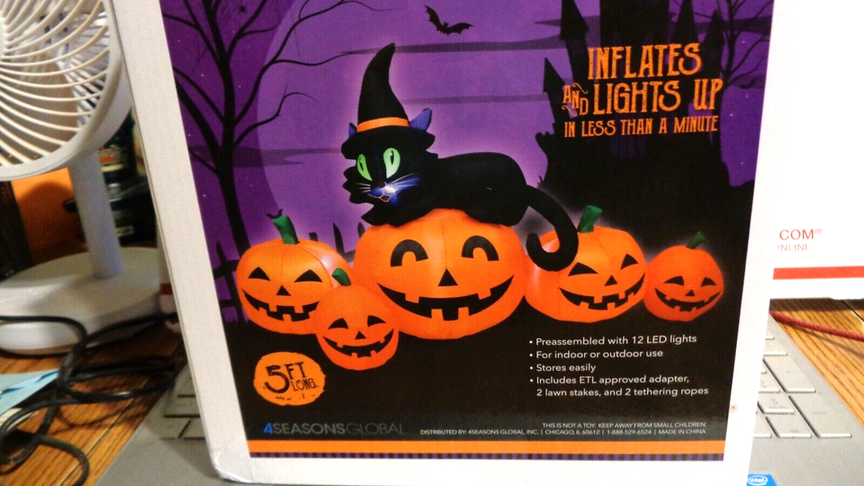 Halloween Inflatable Blowup Yard Decoration Funny Face Pumpkins Patch w ...