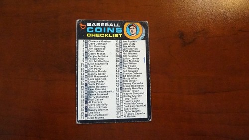 1971 TOPPS BASEBALL COINS CHECKLIST (MARKED) BASEBALL CARD | eBay
