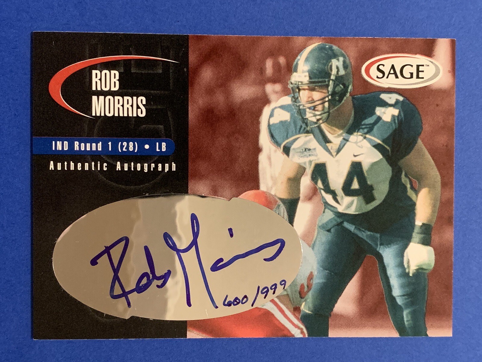 ROB MORRIS Signed RC 2000 Sage /999 BYU Cougar Indianapolis Colts ...