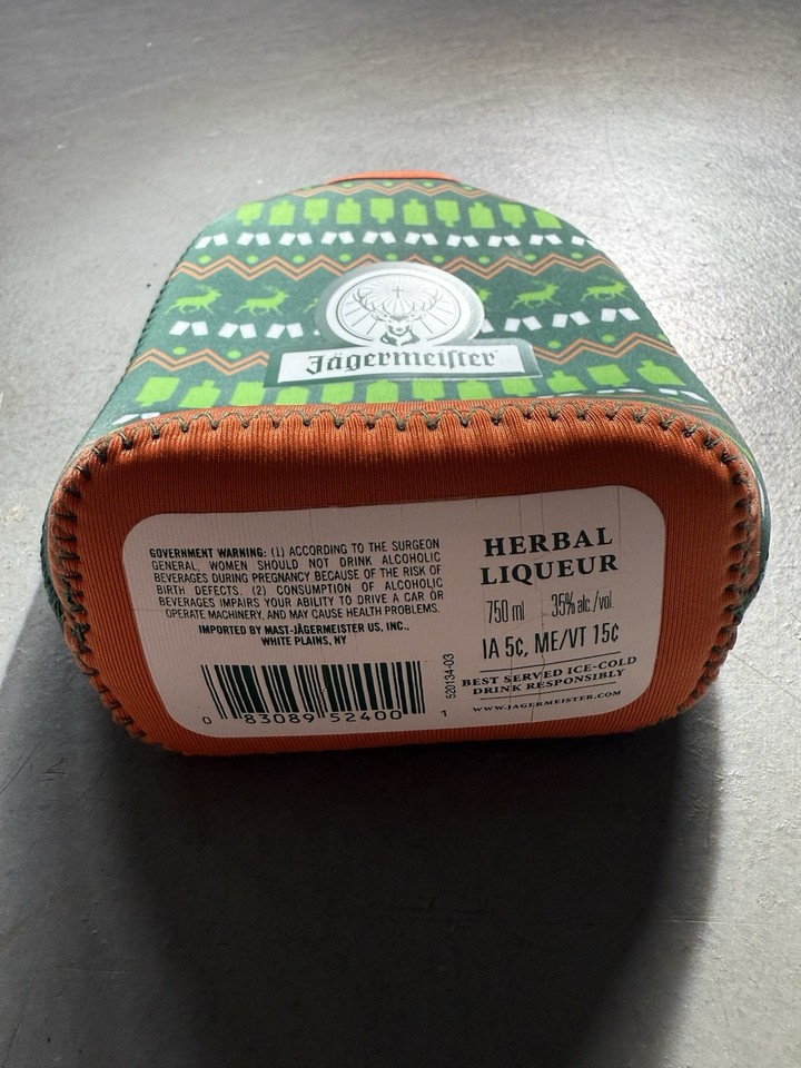 Jagermeister 750ml Bottle Koozie Sleeve Jacket w/ Zipper Christmas ...