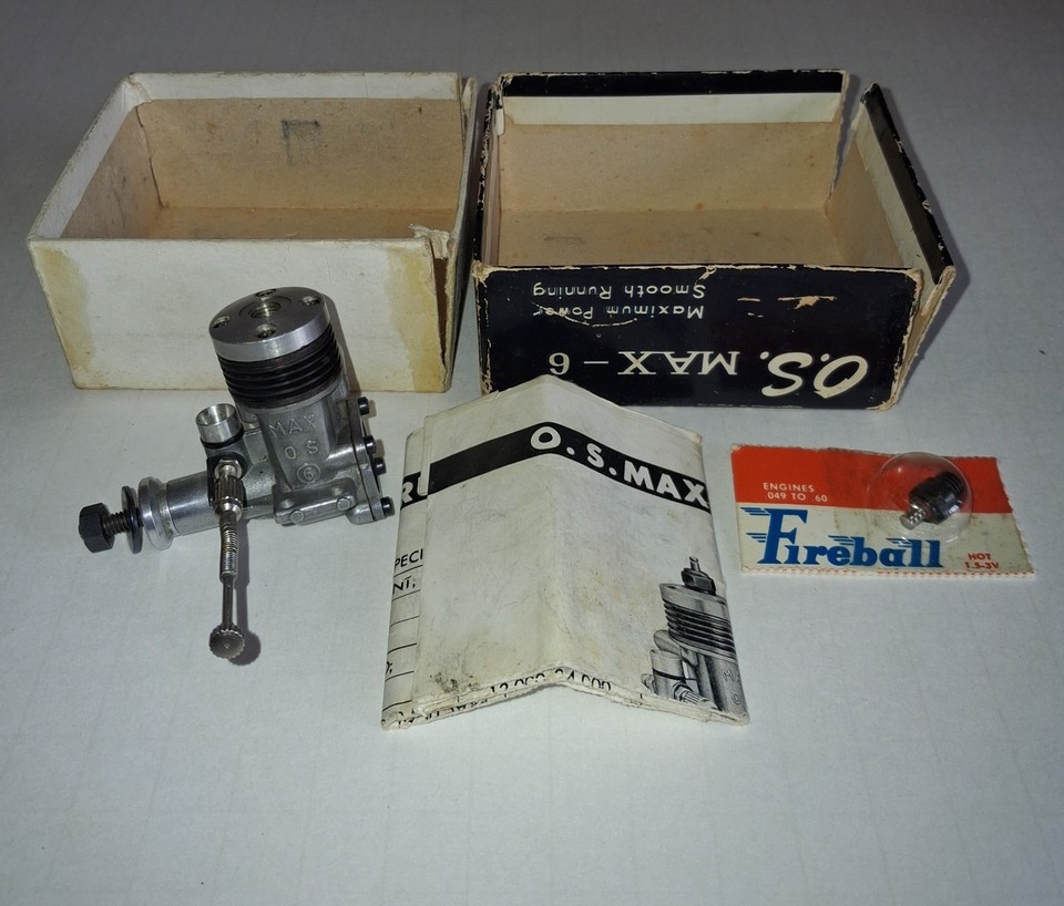 O.S. MAX 6 Engine with Great Compression - 1cc C/L 1/2A OS Max-6 Rare ...