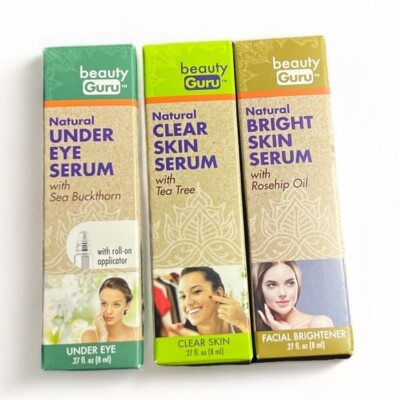 Beauty Guru Guru Nanda Serums Bright Skin Clear Skin Under Eye Lot of 3 ...