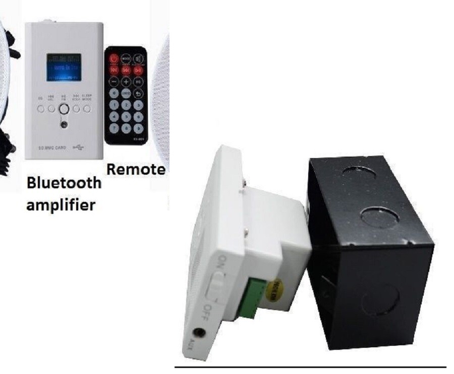 Wireless Bluetooth Ceiling Amp Speakers Stereo Kit FM USB AUX remote SD ...