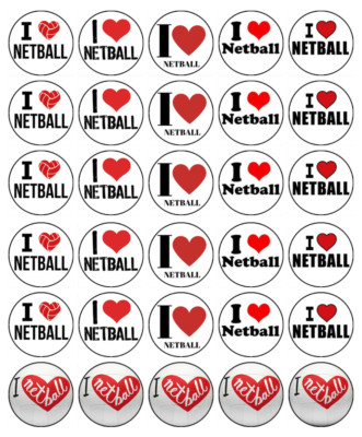 I LOVE NETBALL Cupcake Toppers Edible Icing Image Cake Decorations 12 ...