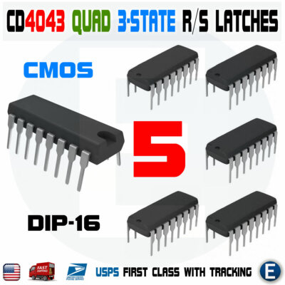 5PCS CD4043BE CD4043 CMOS Quad NOR R/S Latch w/ 3-State O/P IC DIP-16 ...