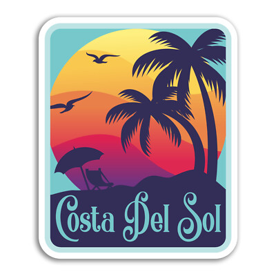 2 x 10cm Costa Del Sol Vinyl Stickers - Spain Fun Sticker Laptop ...