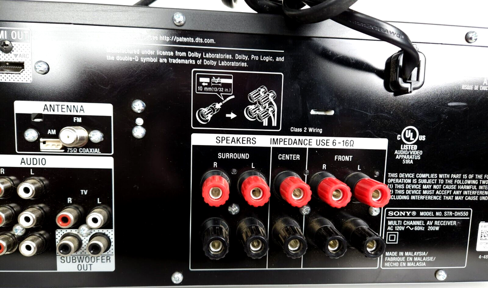 SONY Multi Channel AV Receiver STR-DH550 5.2 Ch Surround Sound w Remote ...