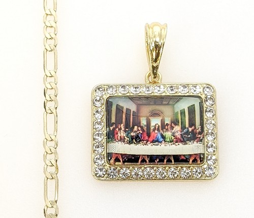Last Supper Jesus Gold Plated 4mm Chain Necklace Oro Ultima Cena Dije ...