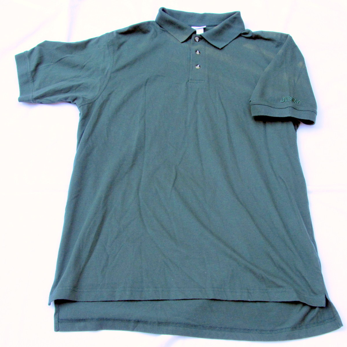 Subway Polo Shirt Large Green Uniform Short Sleeve | eBay