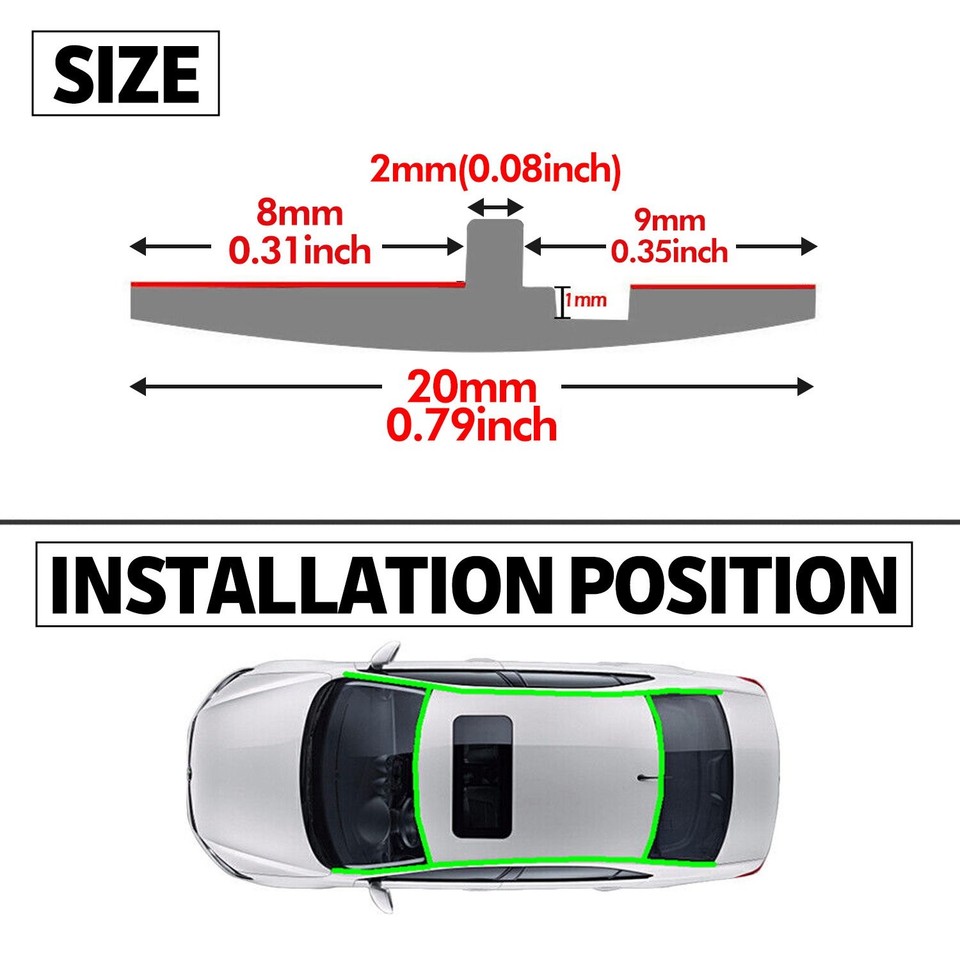3M/10FT*20MM Car Roof Windshield Rubber Seal Strip Trim Edge Molding ...