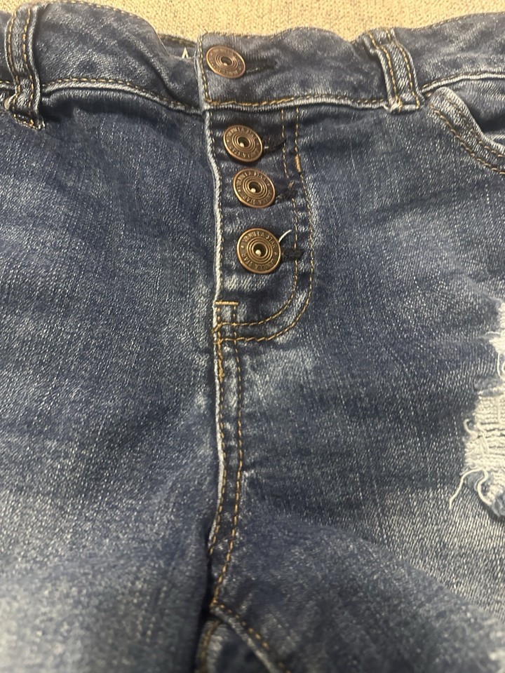 Vanilla Star Distressed Denim Shorts Mid Rise Midi Blue Womens Size 7 ...