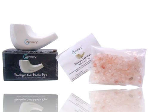 Ceramic Salt Inhaler Pipe w/Natural Himalayan Crystals Refillable ...