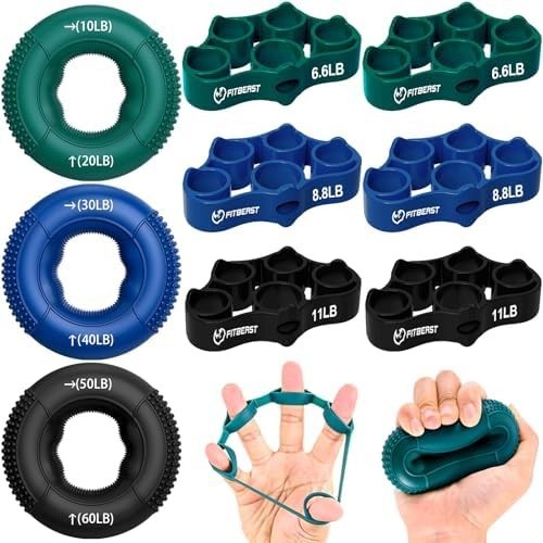 Grip Strength Trainer Kit 9-Piece | Hand, Finger & Forearm Exerciser ...