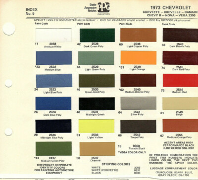 1973 Chevrolet Camaro Chevelle Caprice Impala Malibu 73 Paint Chips ...