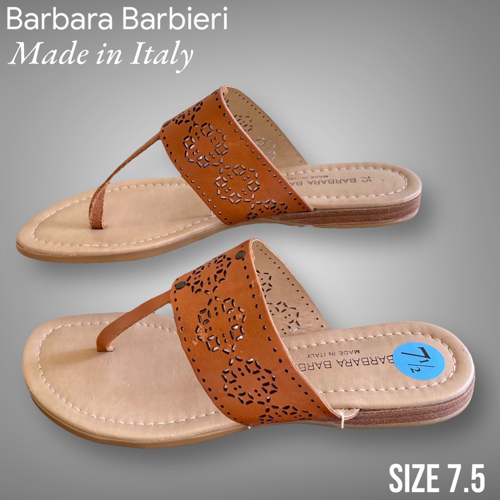 New Barbara Barbieri Genuine Leather Thong Sandals 17017 Made in Italy ...