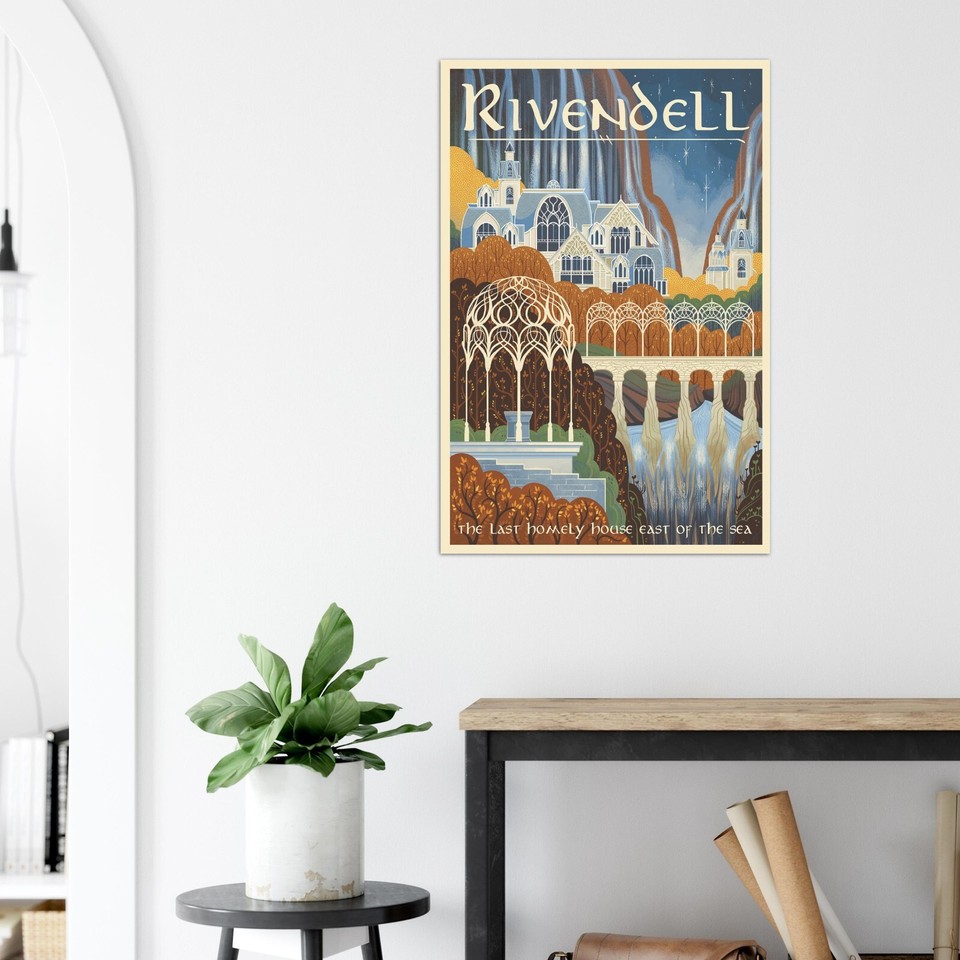 LOTR Poster- Rivendell Travel Print, Wall Art, Vintage | eBay