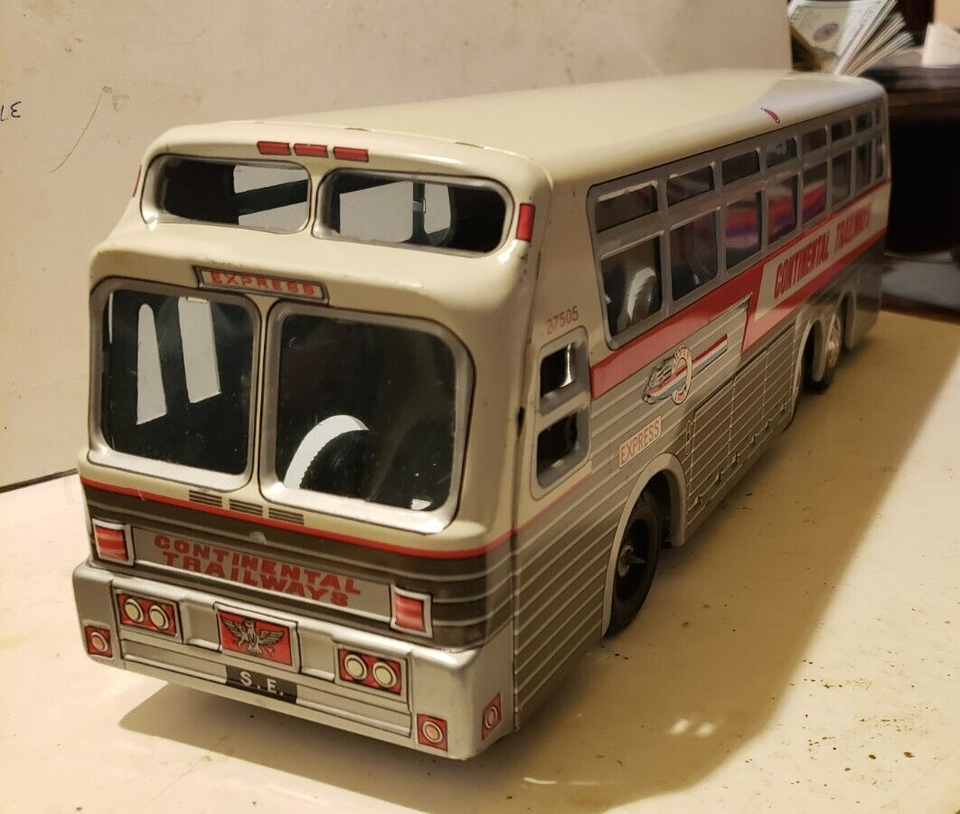 Charmy Toy Continental Trailways Silver Eagle Express Bus Friction Tin ...