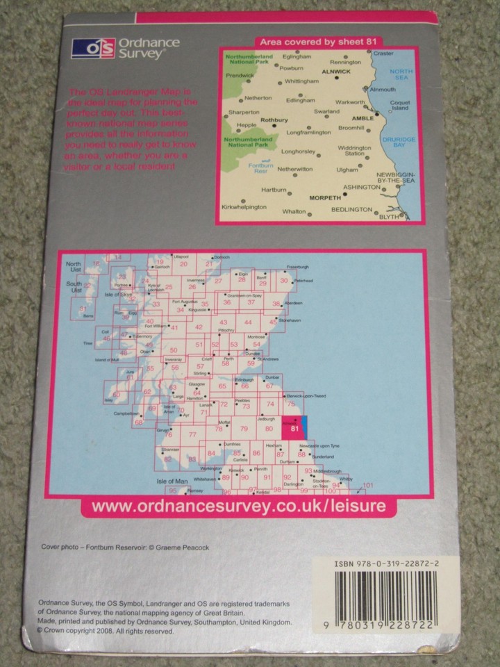 OS Ordnance Survey Landranger Map Sheet 81 Alnwick & Morpeth - 2008 ...