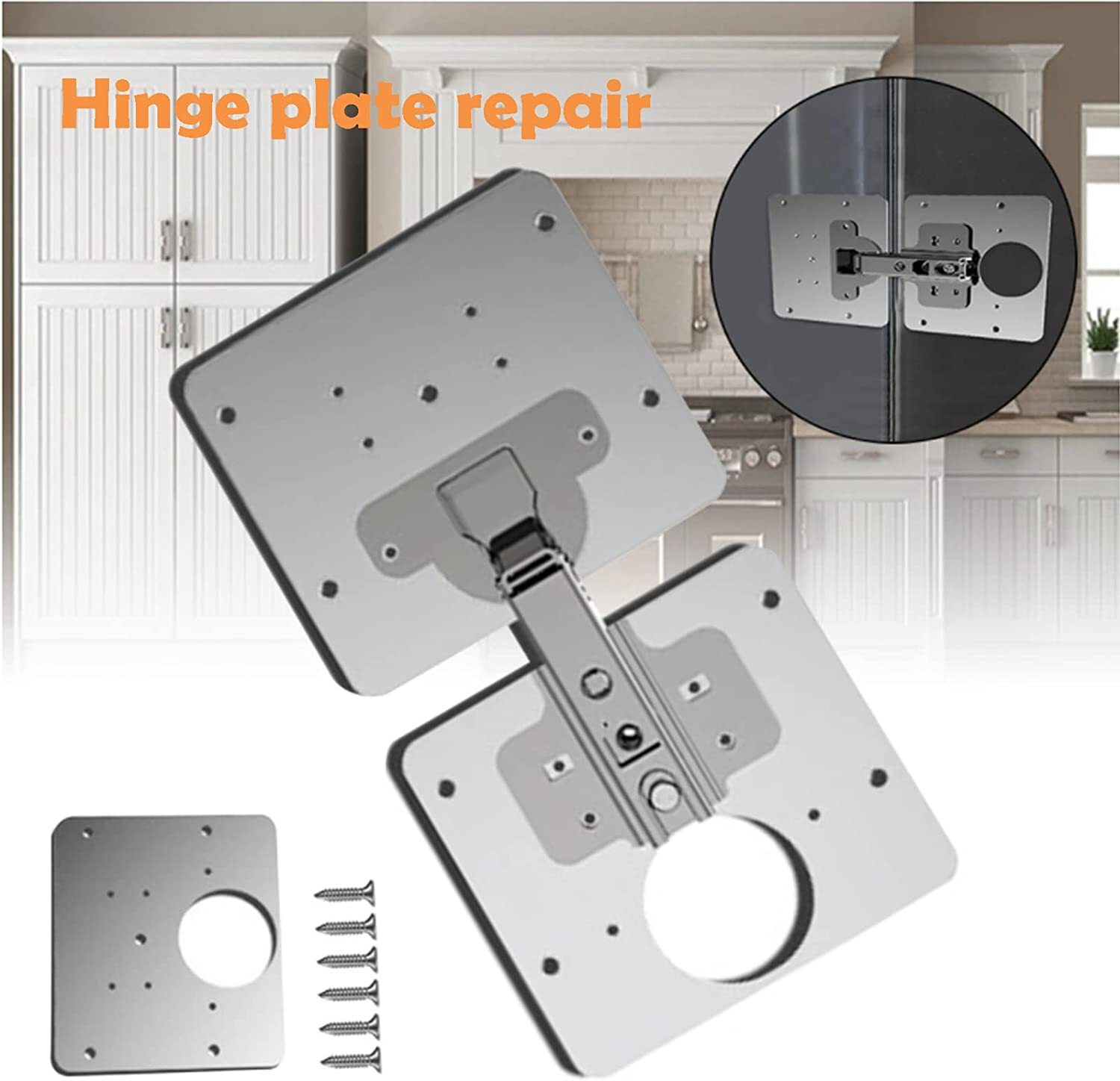1-12 Kitchen Cupboard Door Hinge Repair Kit Plate Fixing Screws Cabinet ...