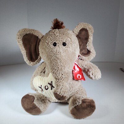 Kellytoy Brown Tan Elephant XOXO Heart Valentines Plush Soft Toy ...