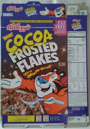 Kellogg's New! Cocoa Frosted Flakes Of Corn Cereal Box 1997 Chocolatey ...