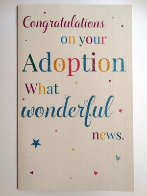 Congratulations On Your Adoption Bright Unisex Word & Star Design ...