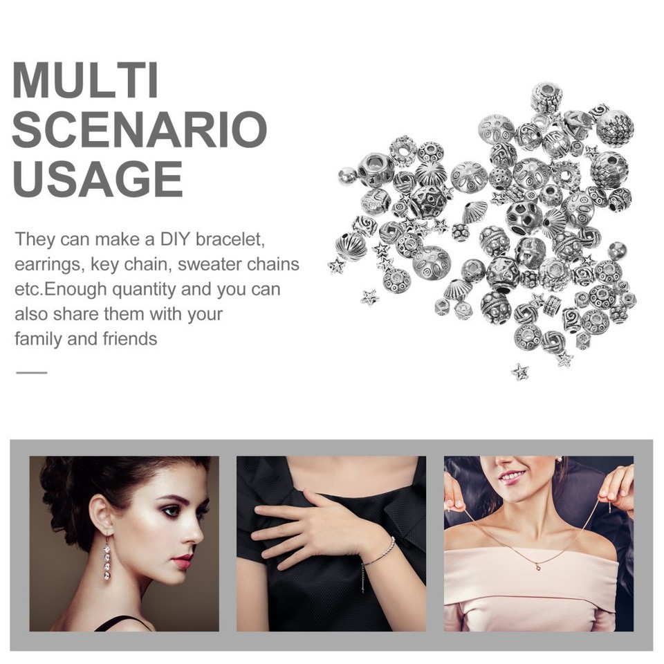 1 Bag Silver Color Spacer Beads Loose Beads Random Styles Spacer Beads ...