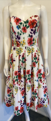 New! REVIEW 2020 [sz 10] strapless fit & flare floral print midi dress ...