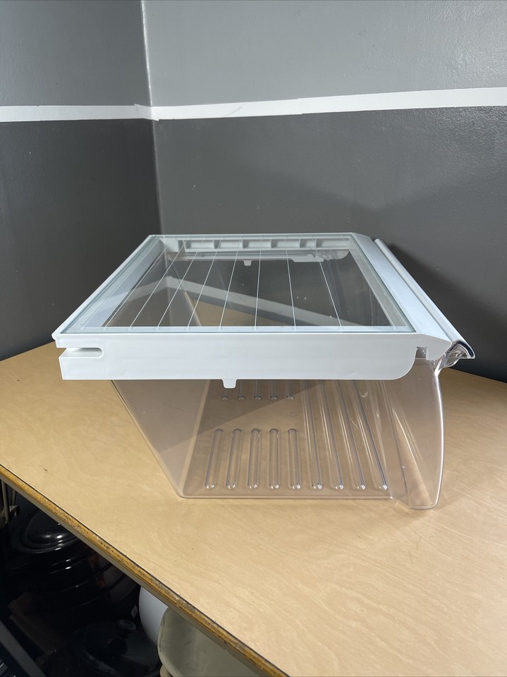 Genuine OEM Whirlpool Refrigerator Middle Crisper Drawer & Glass Shelf ...