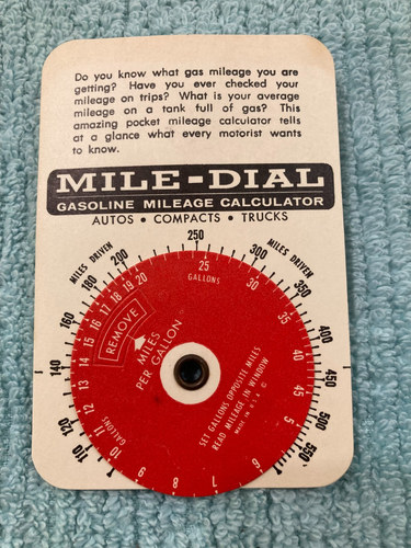 Vintage: MILE-DIAL Gasoline Mileage Calculator Circular Slide Rule ...
