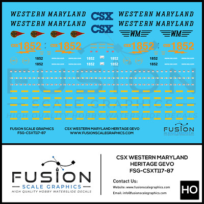 HO Scale CSX 1852 W&M Western Maryland Heritage ES44AH Locomotive Decal ...