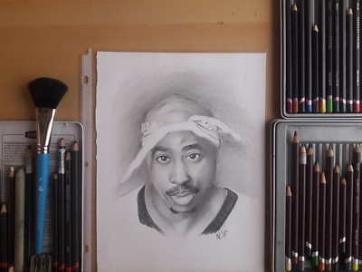 Original 8.5x11 Inch pencil drawing of rap icon 2pac done by ARTuro | eBay