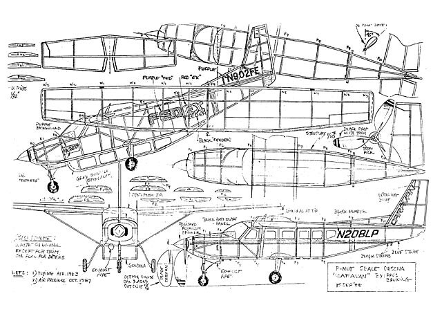Cessna Caravan Peanut 13" Wingspan RC Model Airplane Printed Plans ...