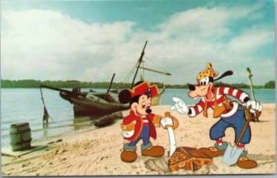 WALT DISNEY WORLD Postcard Mickey Mouse & Goofy on DISCOVERY ISLAND ...
