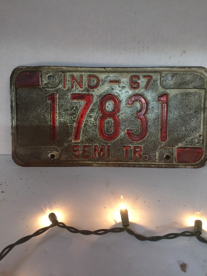 Vintage Indiana Semi License Plate - - Single Plate 1967 Crafting ...