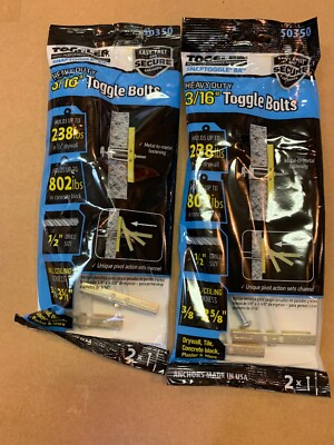 TOGGLER SNAPTOGGLE BA Toggle Anchor with Bolts Lot Of 2 Packs Brand New ...