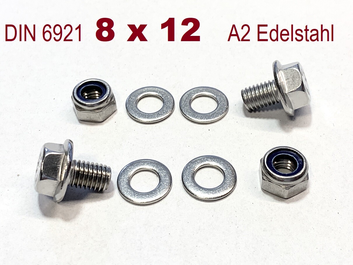 5 St. Schraube DIN EN 1665 M8x12 Edelstahl A2 + Mutter M8 A2 + 2x U ...