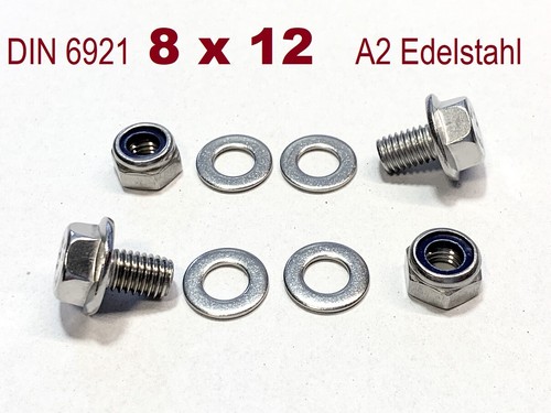 5 St. Schraube DIN EN 1665 M8x12 Edelstahl A2 + Mutter M8 A2 + 2x U ...