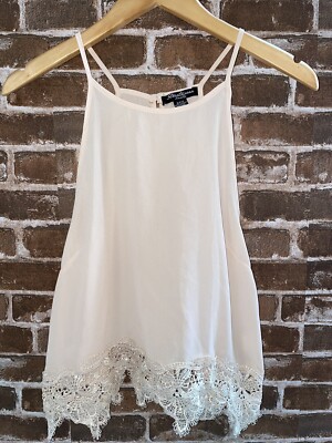 STREETWEAR SOCIETY TANK TOP WOMENS S SMALL SHEER PINK LACE DRESSY TOP ...